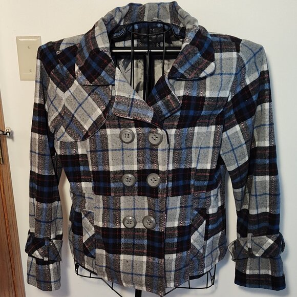 Pink Soup | Jackets & Coats | Pink Soup Double Breasted Plaid Washable ...